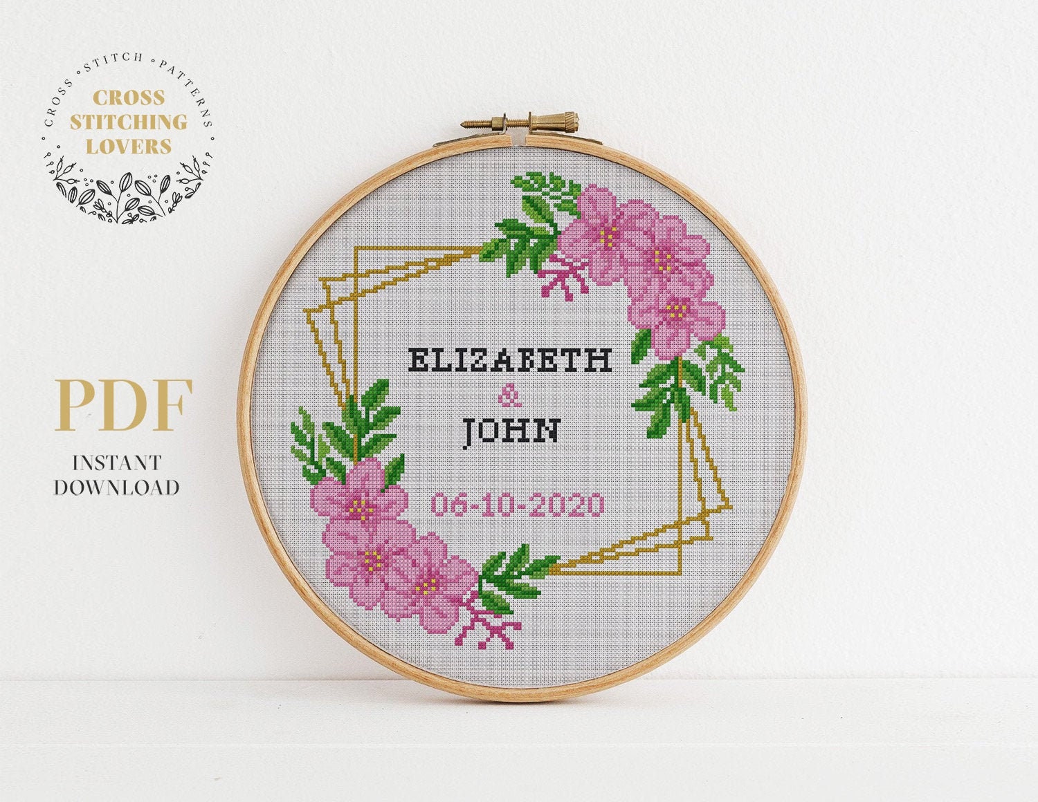 Personalized Cross Stitch Pattern, Anniversary Cross-stitch, Wedding Gift, Easy Cross Stitch ...