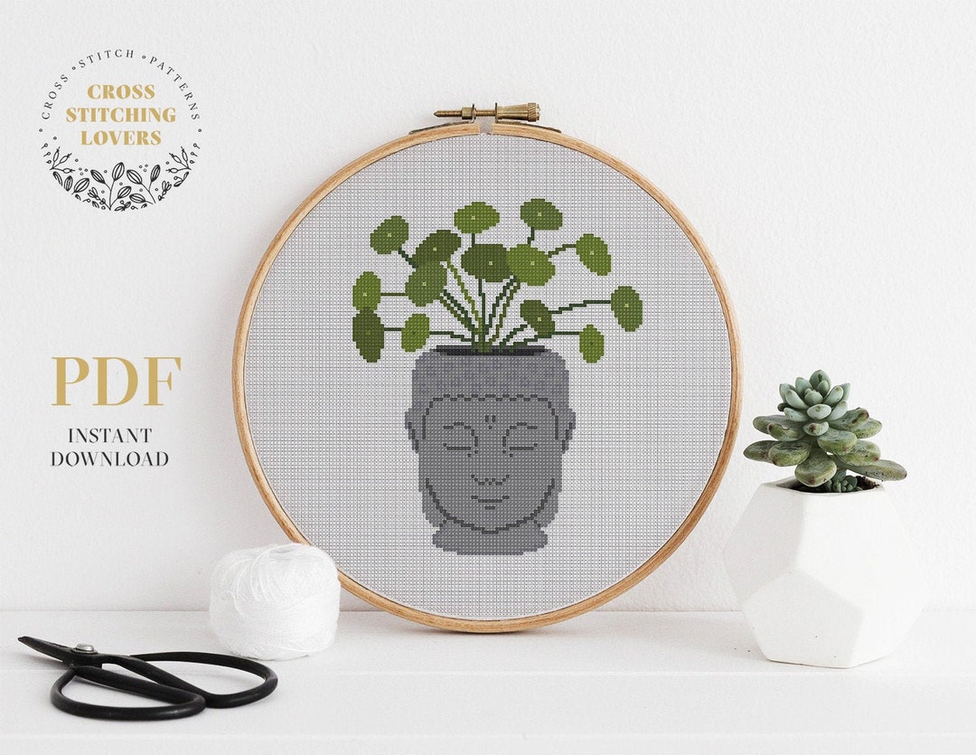 Pot Plant Cross Stitch PDF Pattern, Embroidery Chart, Home Decor ...