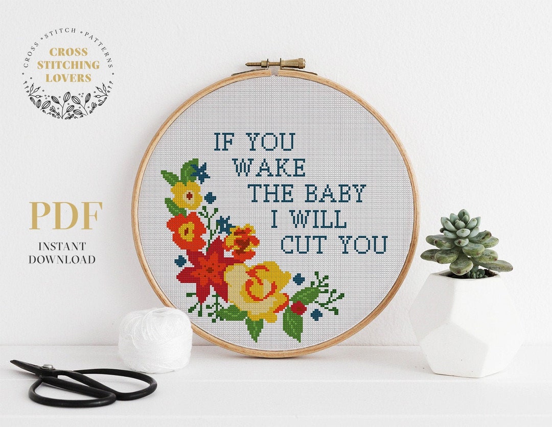 Baby Cross Stitch Pattern, Funny Counted Cross Stitch Chart, Instant ...