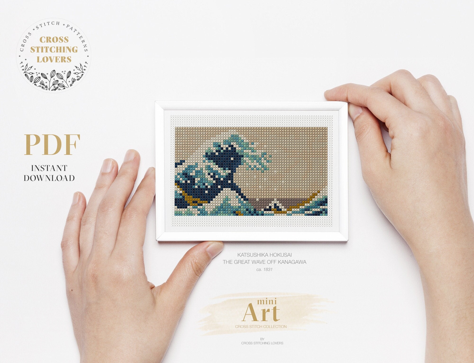 Great Wave Cross Stitch Pattern Mini Embroidery Chart PDF | Etsy