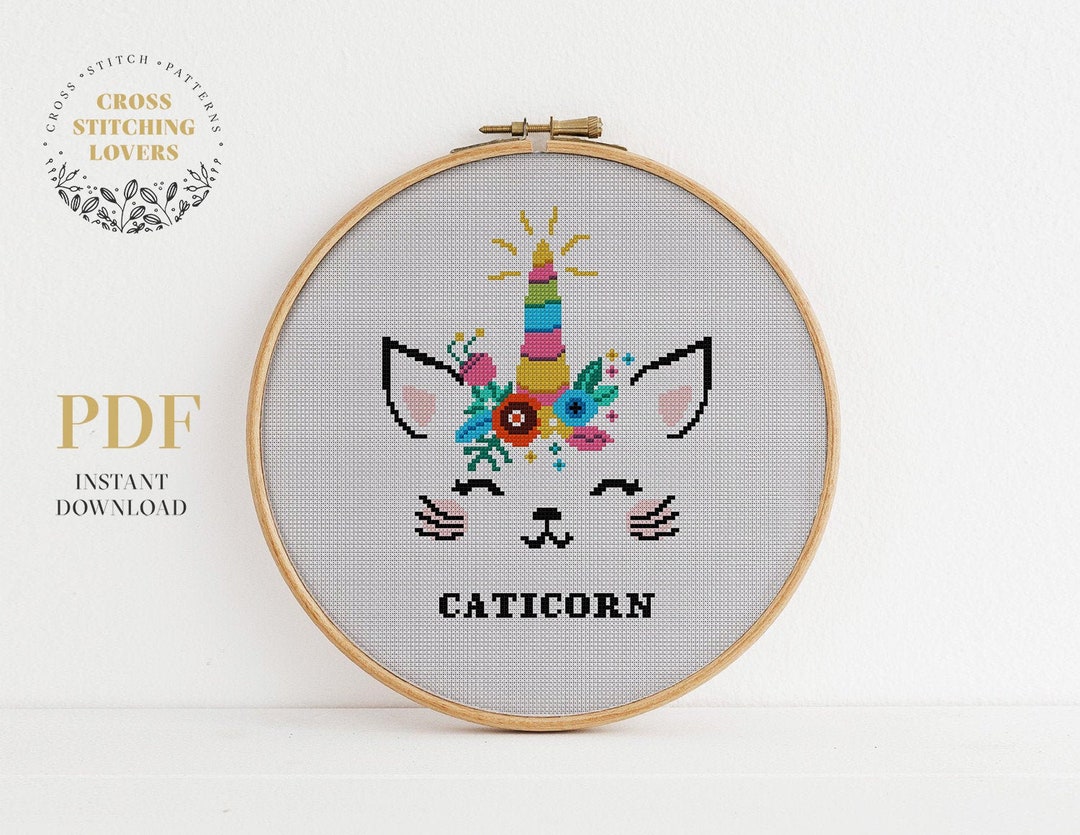 Cute Cross Stitch Pattern, Easy Counted Cross Stitch Chart, Cat ...