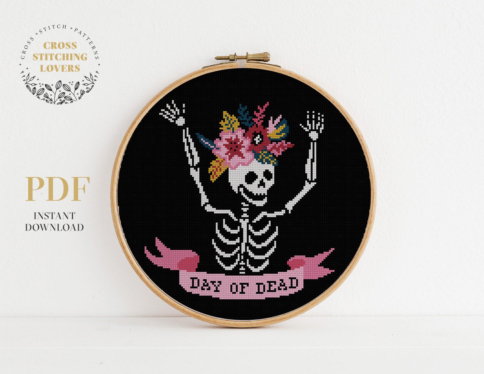 Funny skeleton cross stitch pattern Day of the Dead | Etsy