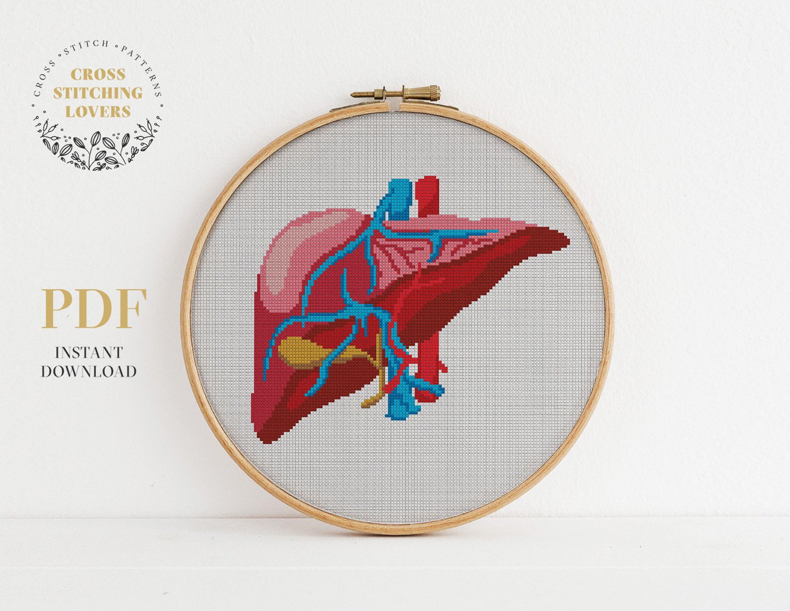 Liver Cross Stitch Pattern Human Body Count Cross Stitch - Etsy