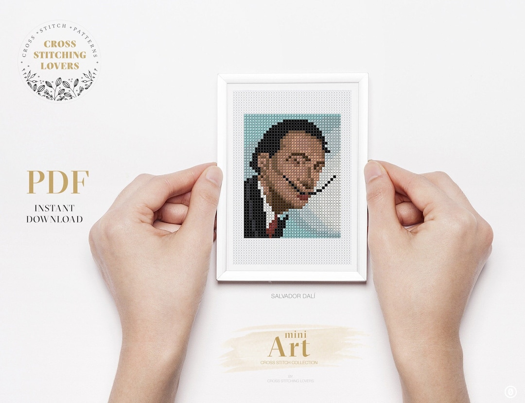 Salvador Dali Cross Stitch Pattern, Masterpiece Art Mini Embroidery ...