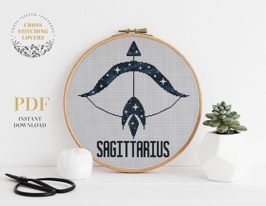 Sagittarius Zodiac Sign Cross Stitch Pattern, Astrology, Celestial ...