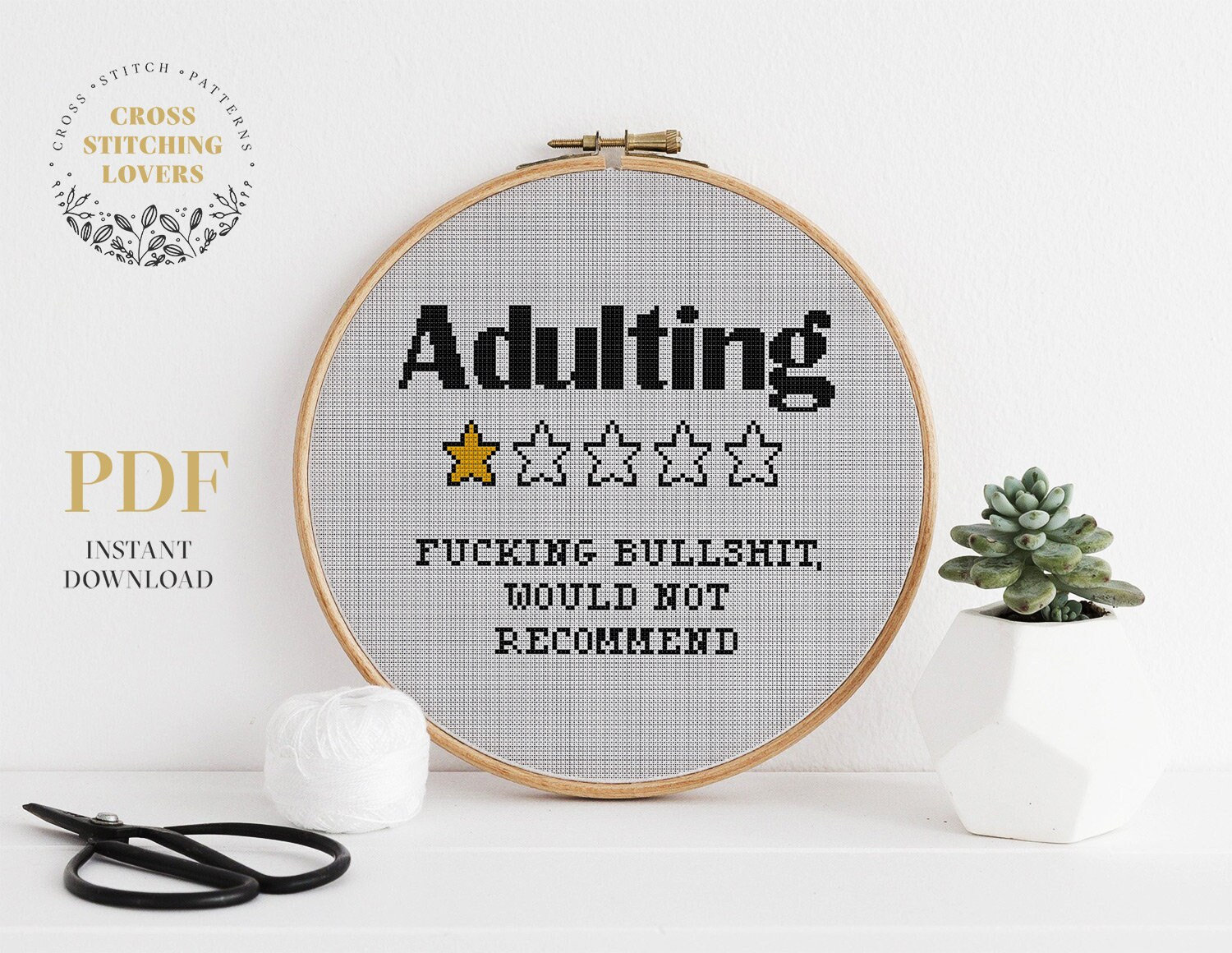Adulting Funny Cross Stitch Pattern DIY Home Decor Project - Etsy