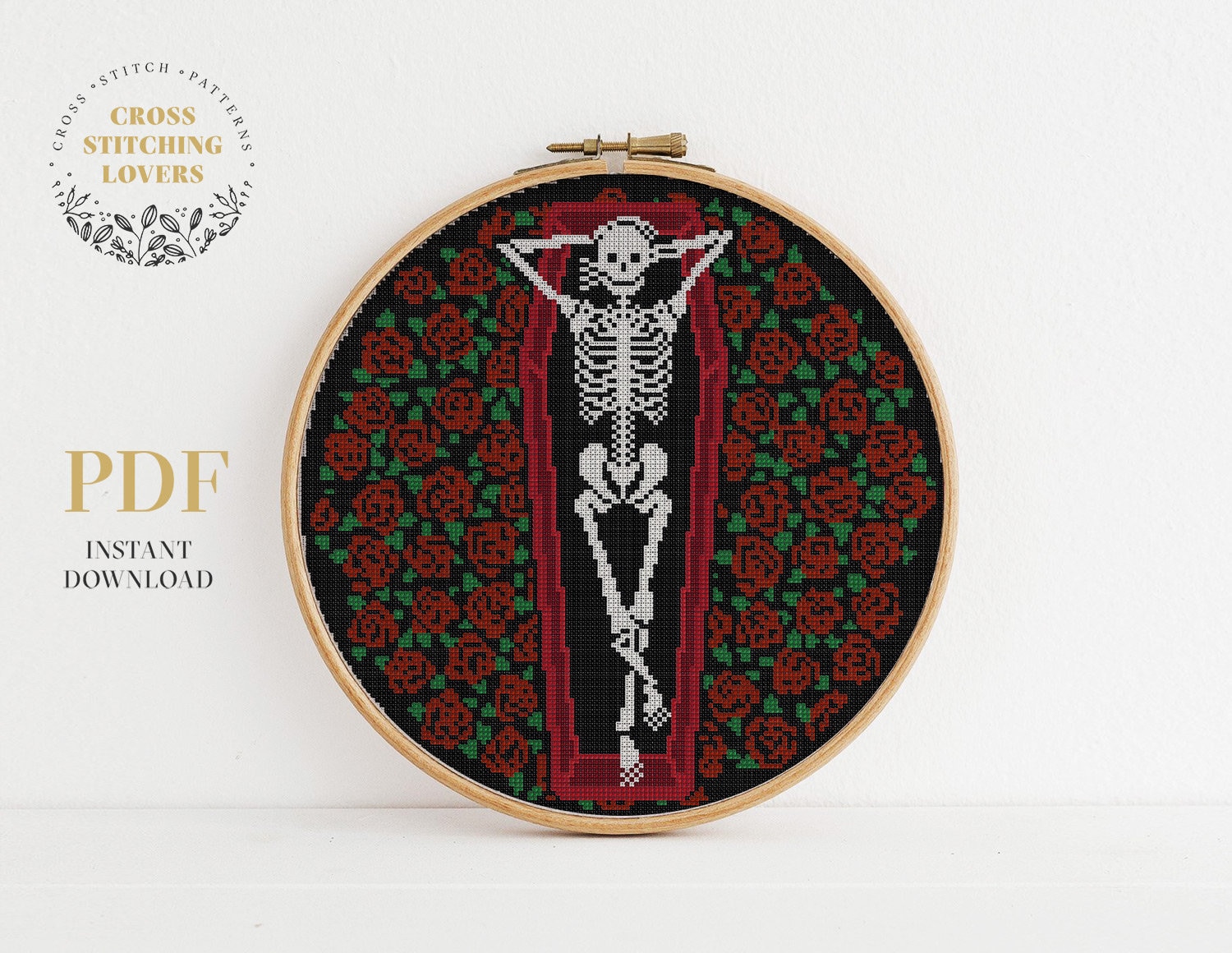 Halloween skeleton cross stitch pattern PDF embroidery | Etsy