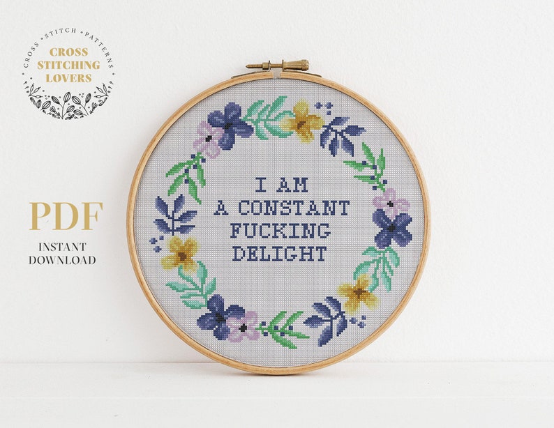 Subversive Cross Stitch Pattern Funny Text Counted Cross | Etsy