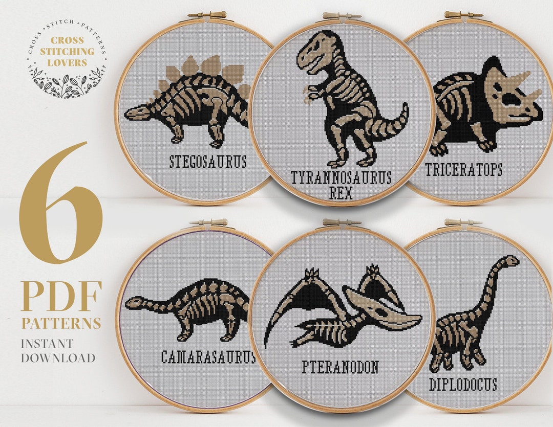 Dinosaur Cross Stitch, PDF Pattern, Instant Download, Promo Bundle ...