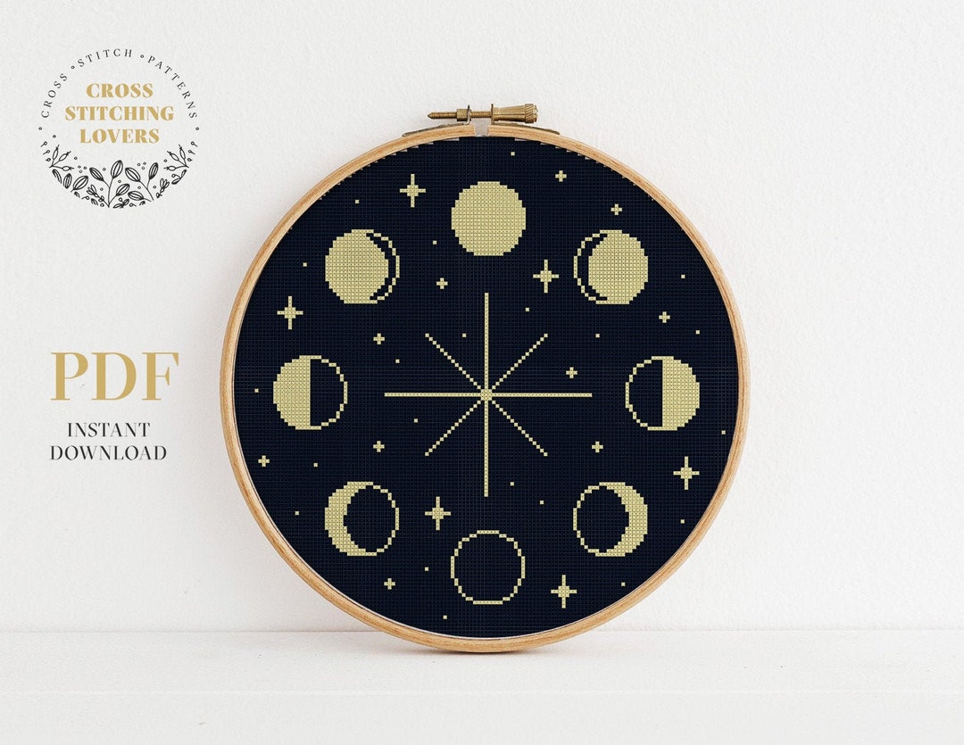 Moon Phase Cross Stitch Pattern, Easy Counted Cross Stitch Chart ...