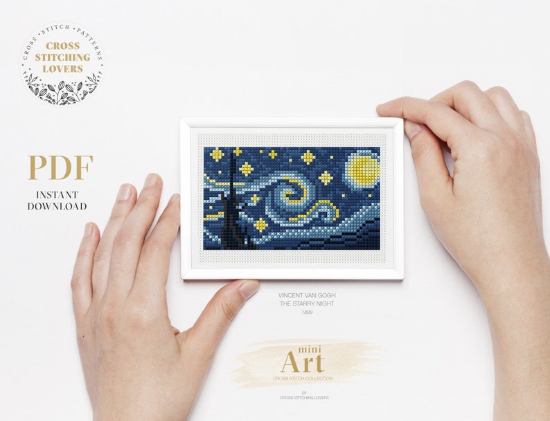 Mini ART Cross Stitch Pattern the Starry Night Famous - Etsy
