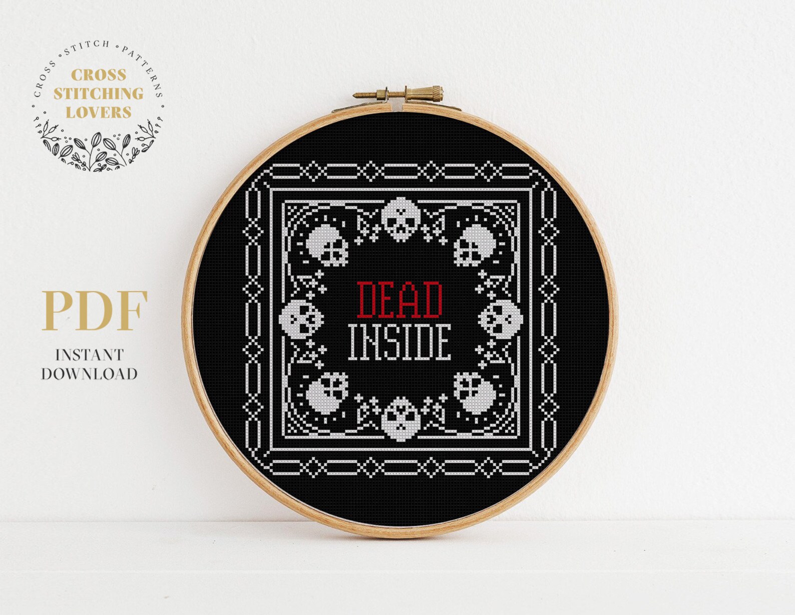 Dead Inside Goth Cross Stitch Pattern Easy Level Embroidery - Etsy