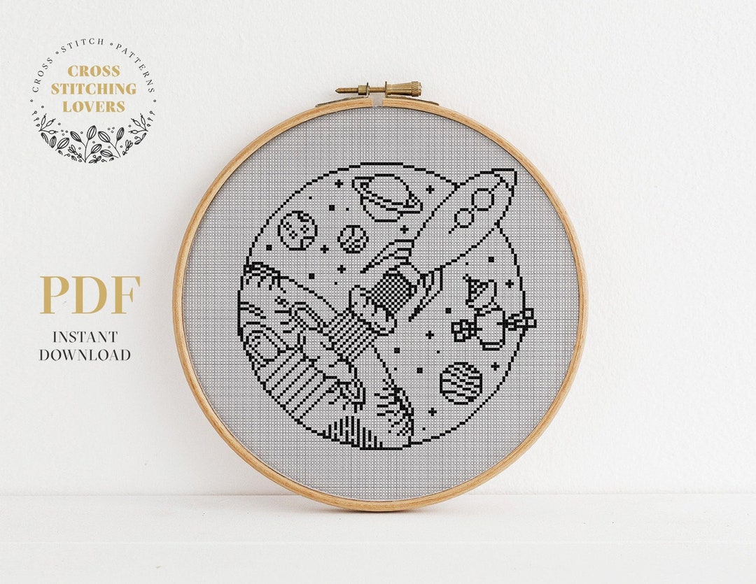 Space Rocket Cross Stitch Pattern, Easy Embroidery Chart, PDF Instant ...