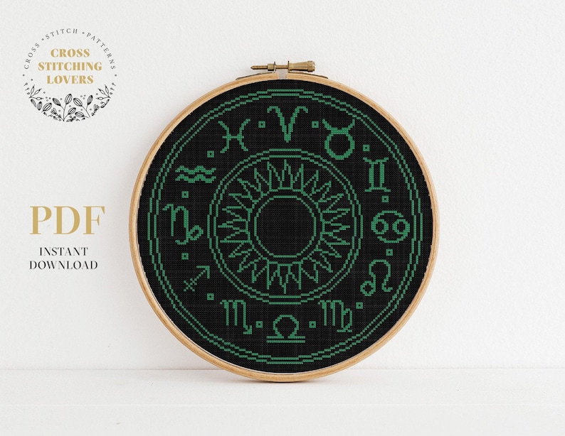 Zodiac Sign Cross Stitch Pattern Astrology Theme Embroidery - Etsy