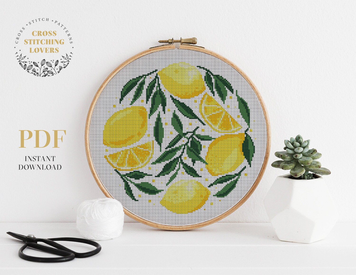 Lemon Fruits Cross Stitch Pattern, Modern Embroidery Design, Wall Home ...