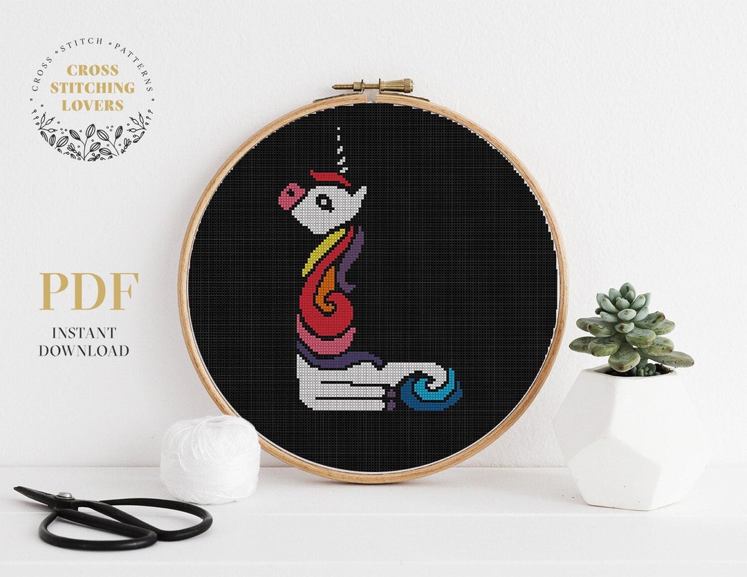 Alphabet Cross Stitch Pattern, "l" Letter, Funny Unicorn Design, PDF ...