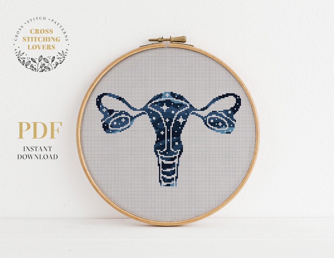 Female Ovary Cross Stitch Pattern Starry Night Theme | Etsy