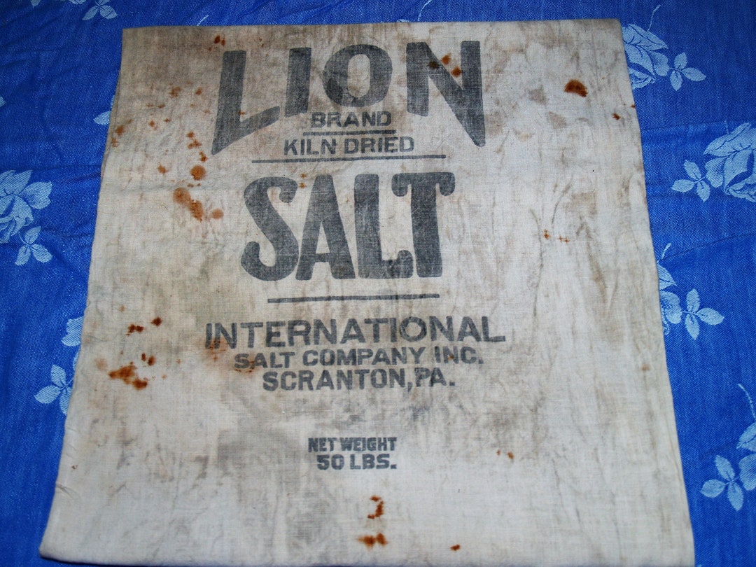 Vintage Cloth Salt Sack 50 Lbs. Lion Brand Kiln Dried Salt - Etsy