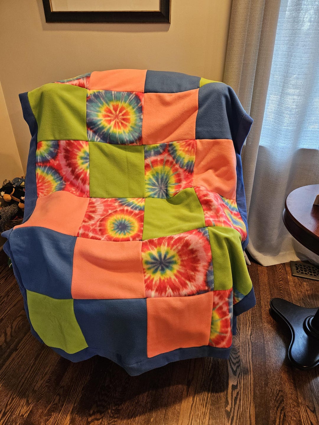 Patchwork Fleece Quilted Throw (48x70 Inches), Tie Dye Design - Etsy