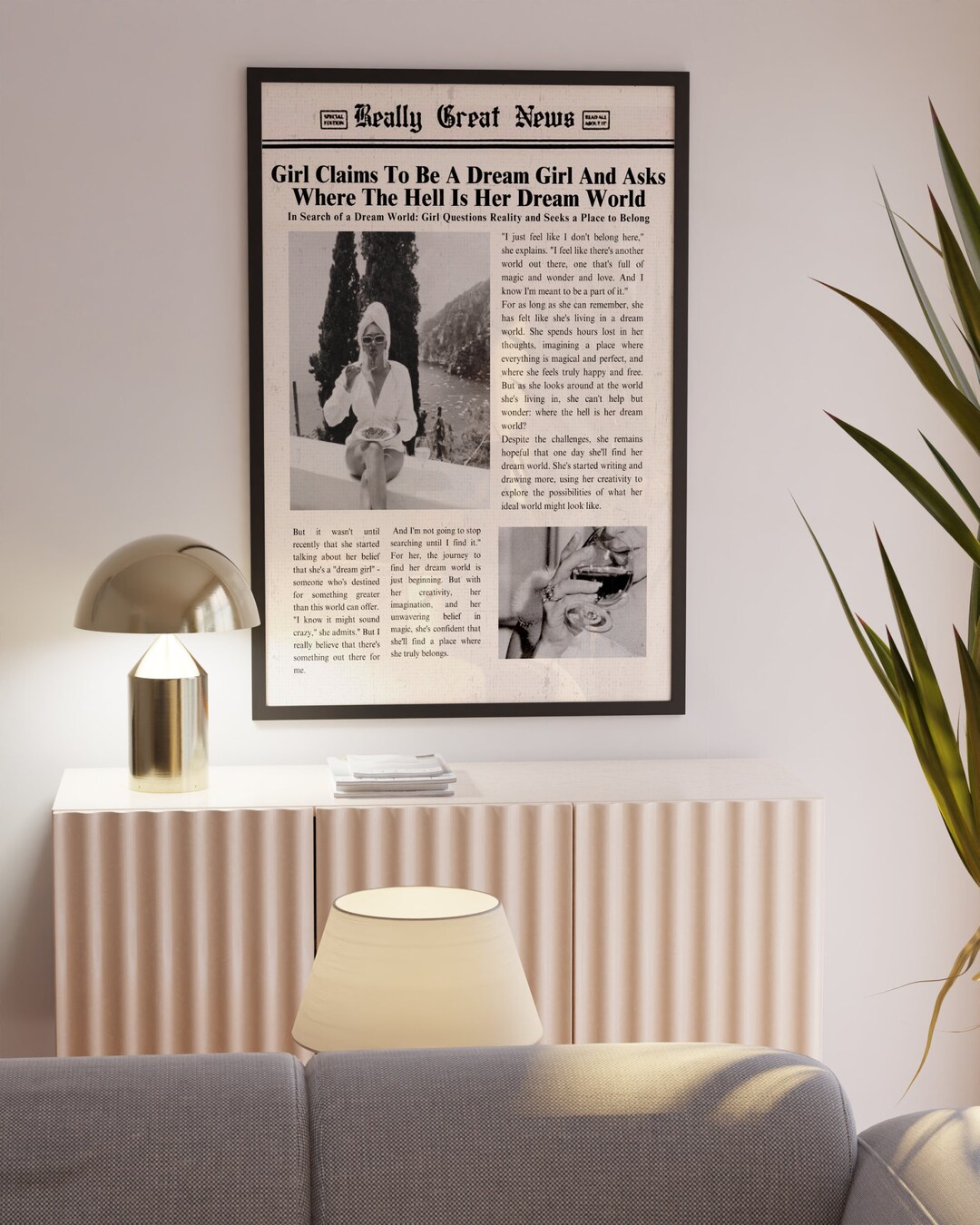 Trendy Newspapers Print, "girl Claims to Be Dream Girl" Wall Art ...
