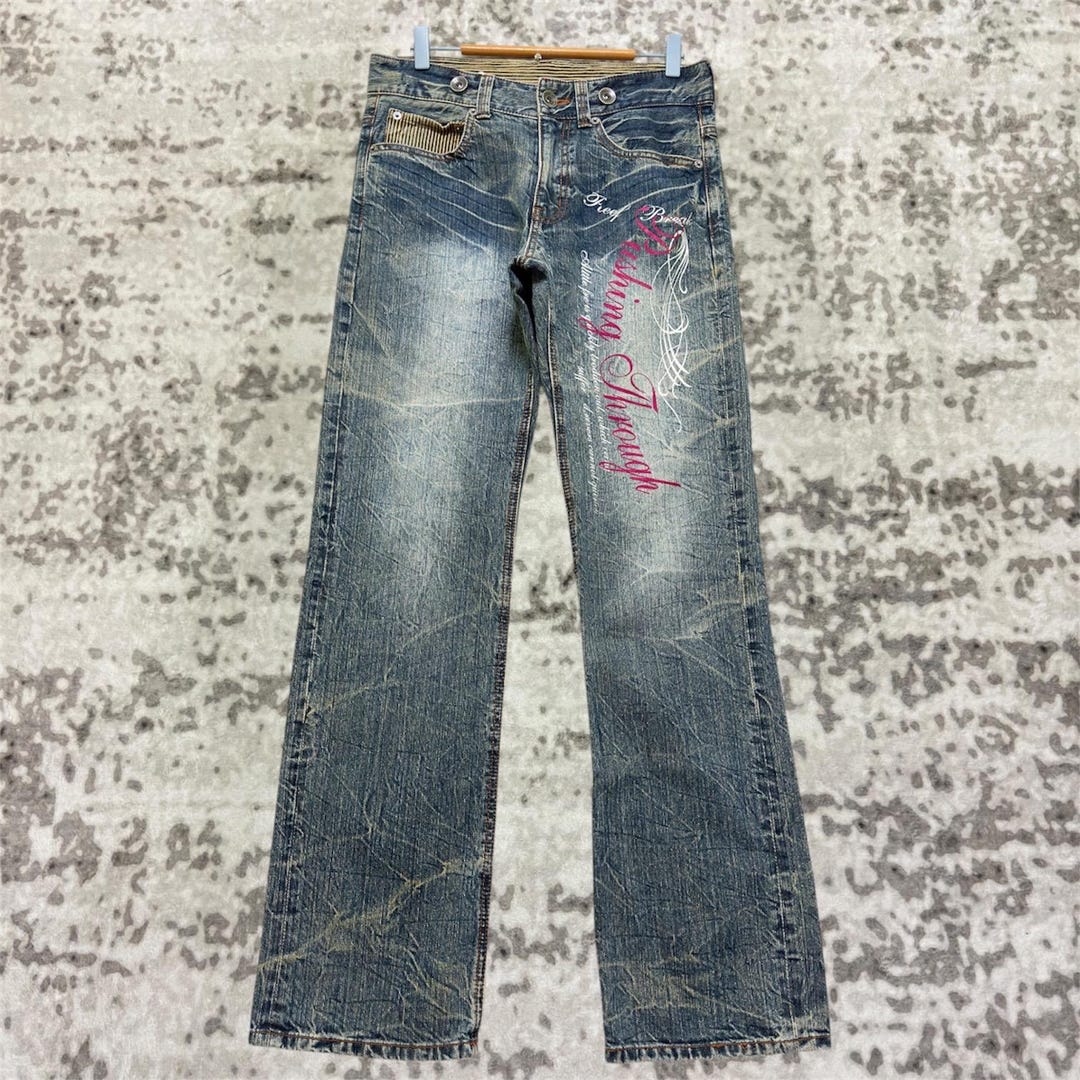 Vintage Japanese Y2K Whiskered Claw Mark Distressed Graphic Poem Print ...