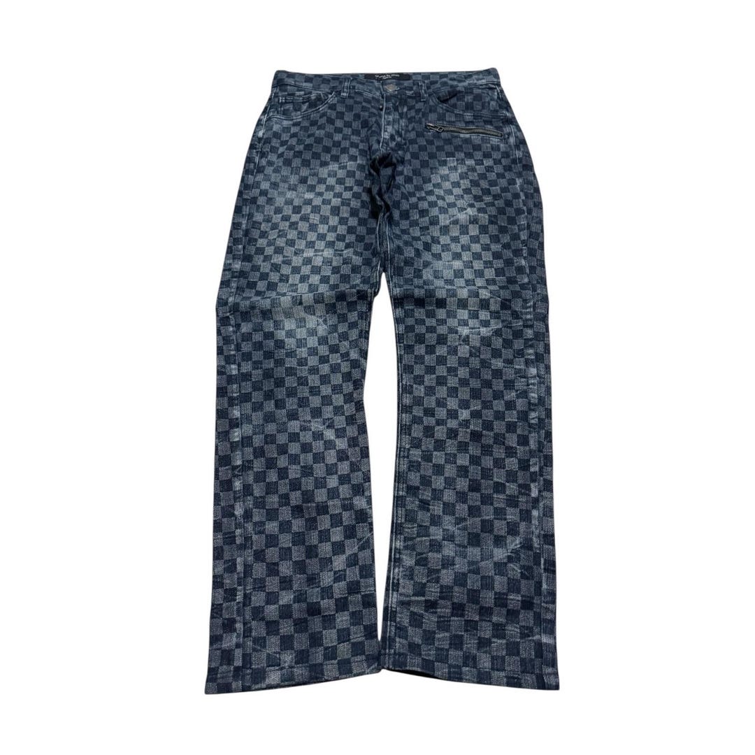 Rare Checker Pattern Blue Jeans Growth by Grail Regular Fit Size W28 - Etsy