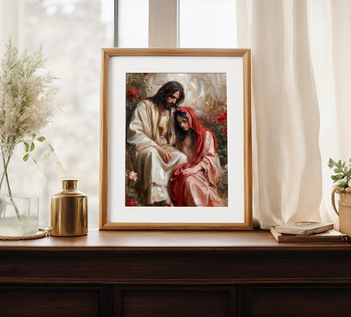 Jesus and Mary Magdalene | Eclectic Christian Wall Art | Impressionist ...