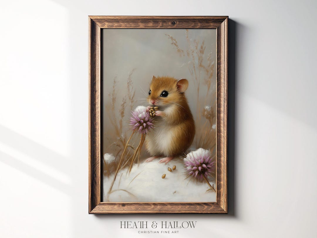 Vintage Field Mouse Art Print | Antique Winter Still Life Painting ...
