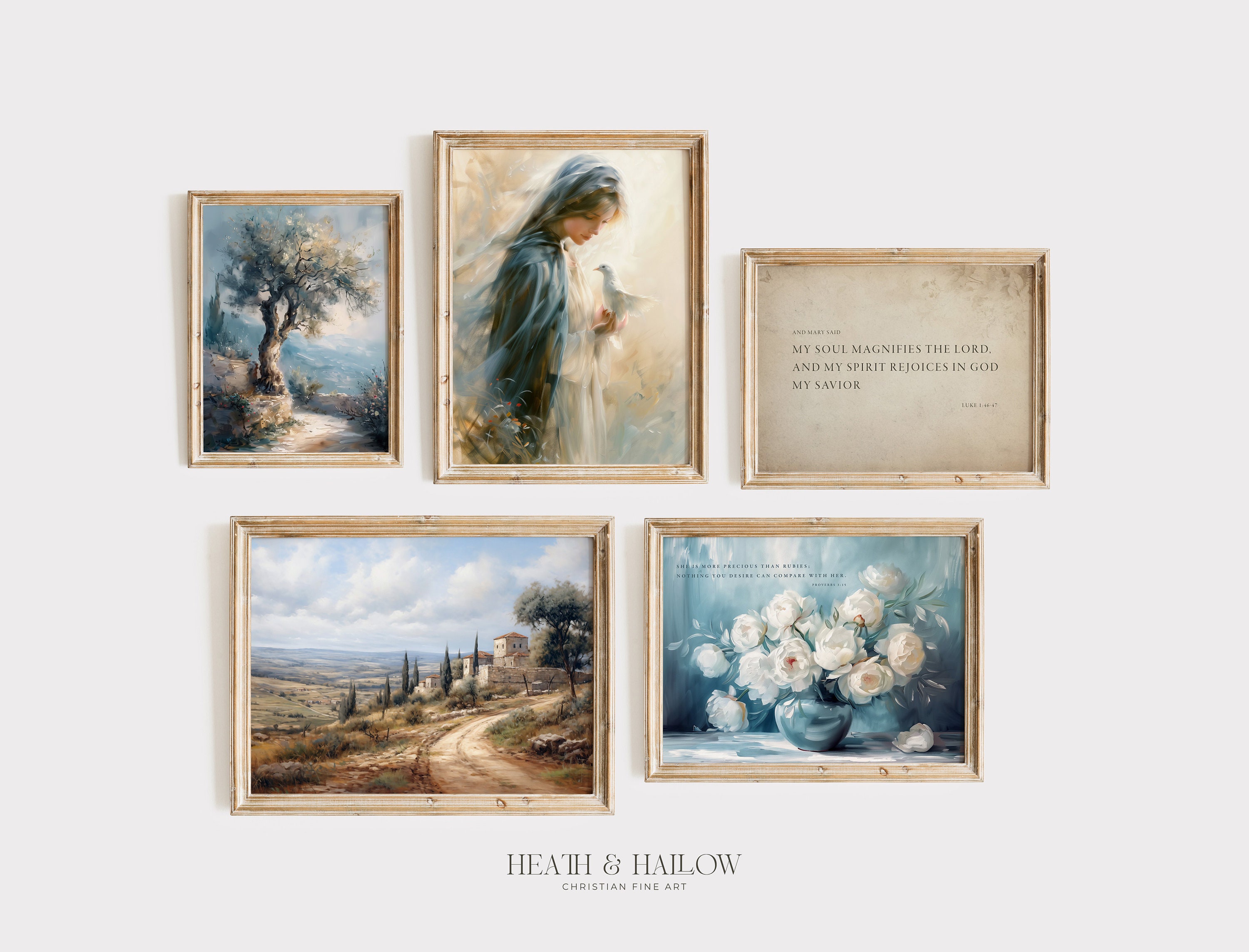 Virgin Mary Wall Art Set of 5 Catholic Home Decor Vintage Christian ...