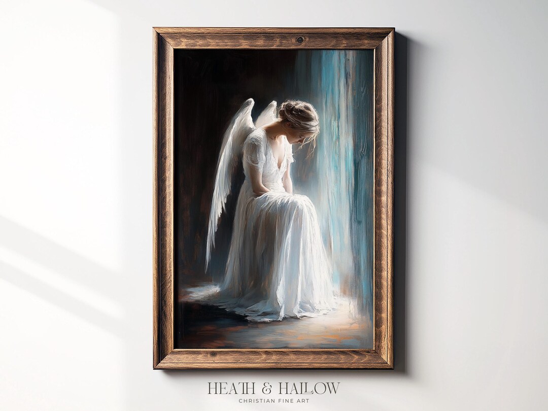 Christian Angel Wall Print | Seraph in White Gown | Worshipful Oil ...