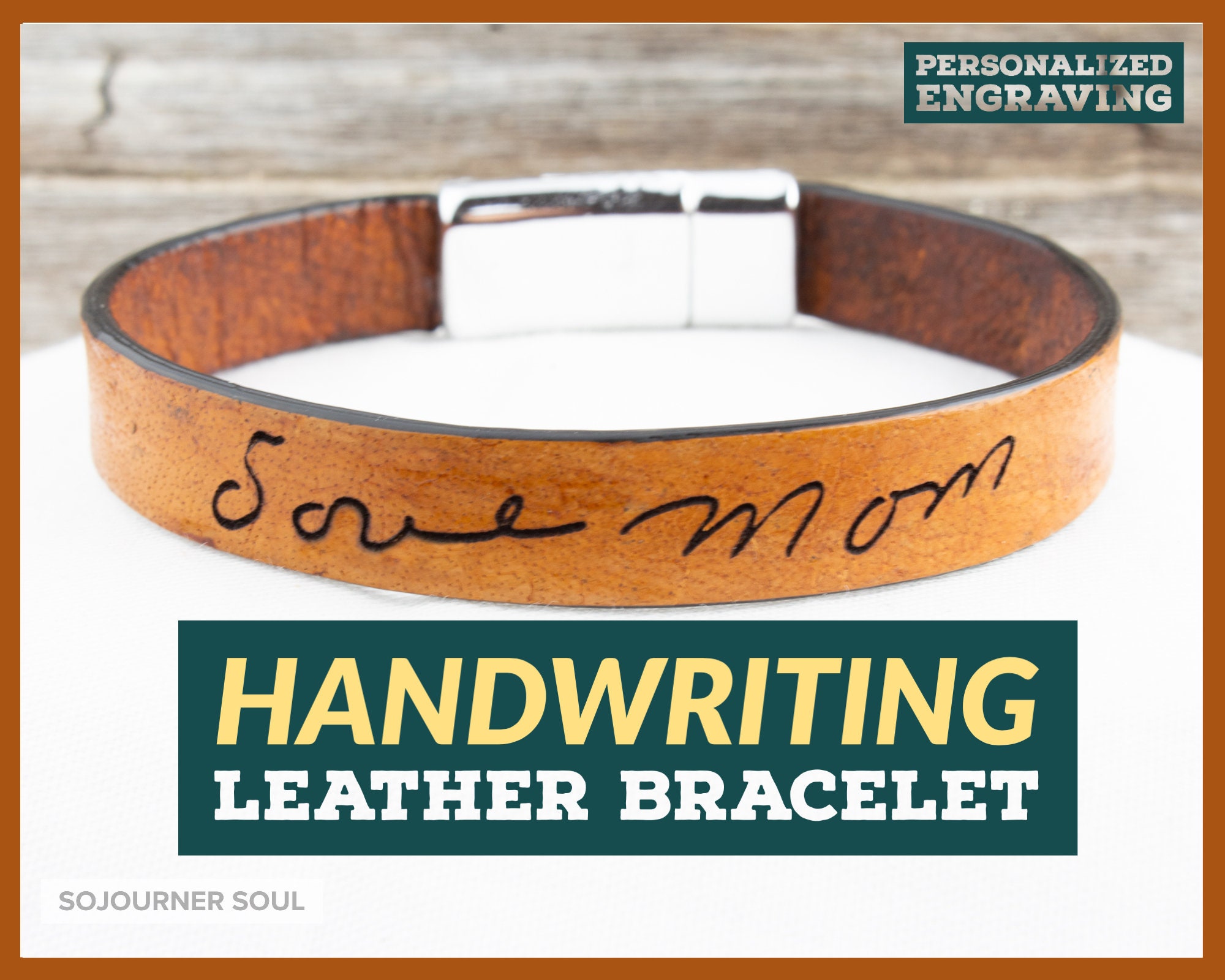 Handwriting Bracelet Personalized Magnetic Leather Band | Etsy