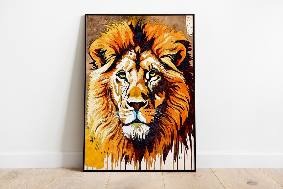 Lion Poster, Lion Watercolor- Illustration Art, Safari Animal Prints ...
