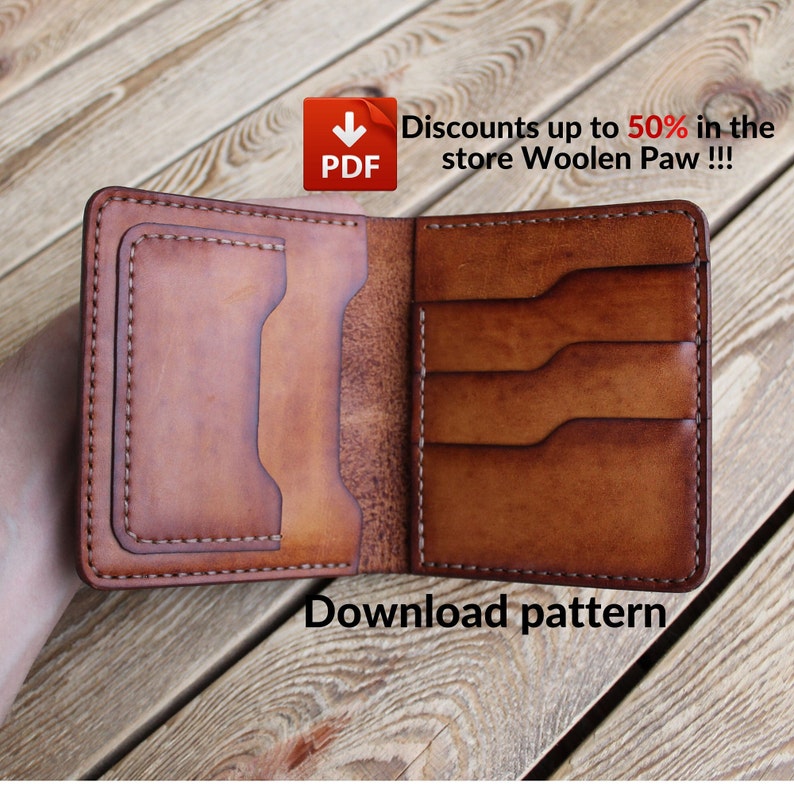 PDF Wallet Pattern Template Leather ID Card Bi fold Wallet Etsy
