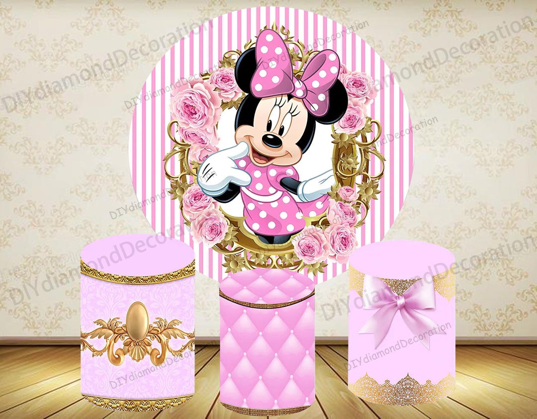 Pink Minnie Mouse Round Backdrop Cover Plinth Covers Rose Gold Girls ...