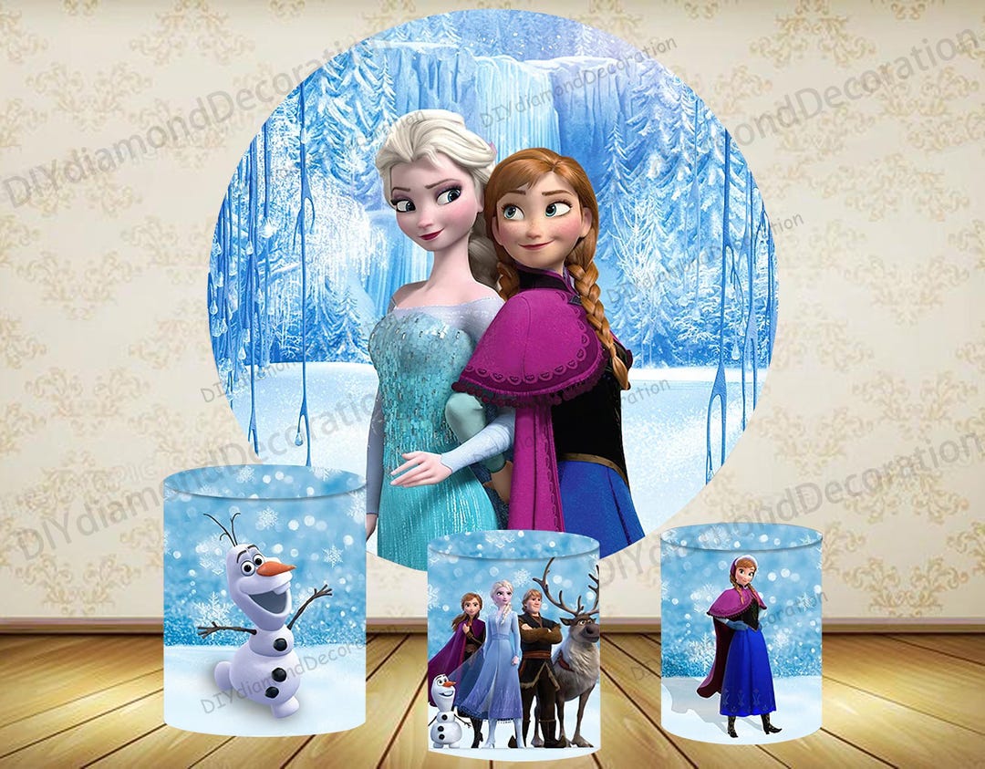Frozen Elsa Anna Round Backdrop Cover and Cylinder Covers Winter ...