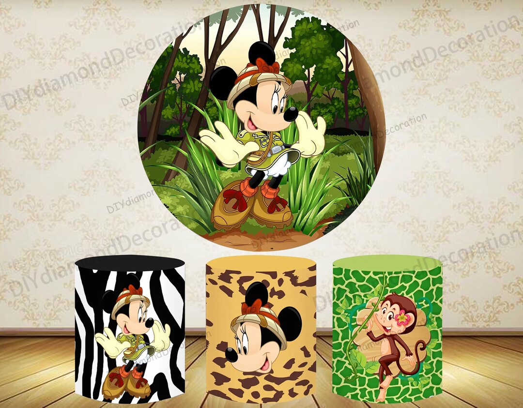 Safari Minnie Mouse Round Backdrop Cover and Cylinder Covers Jungle ...