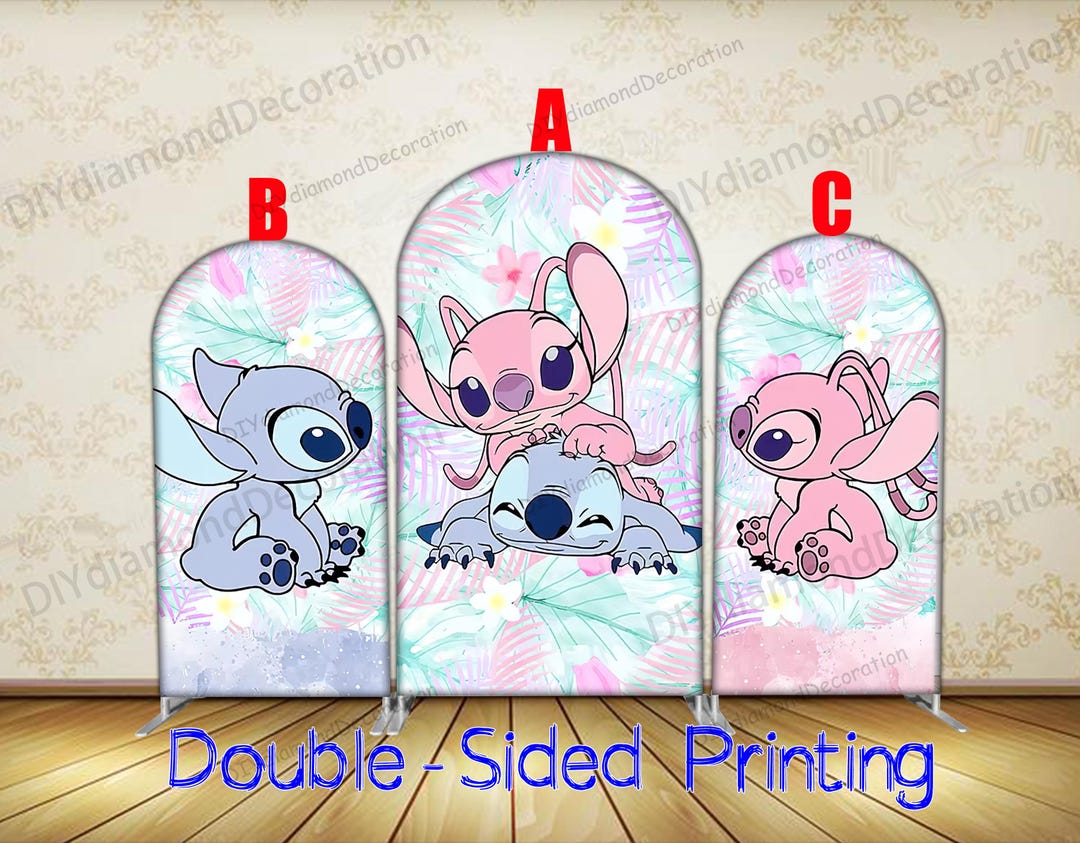 Pastel Stitch Arch Cover Double Sided Cute Cartoon Backdrop for Kids ...