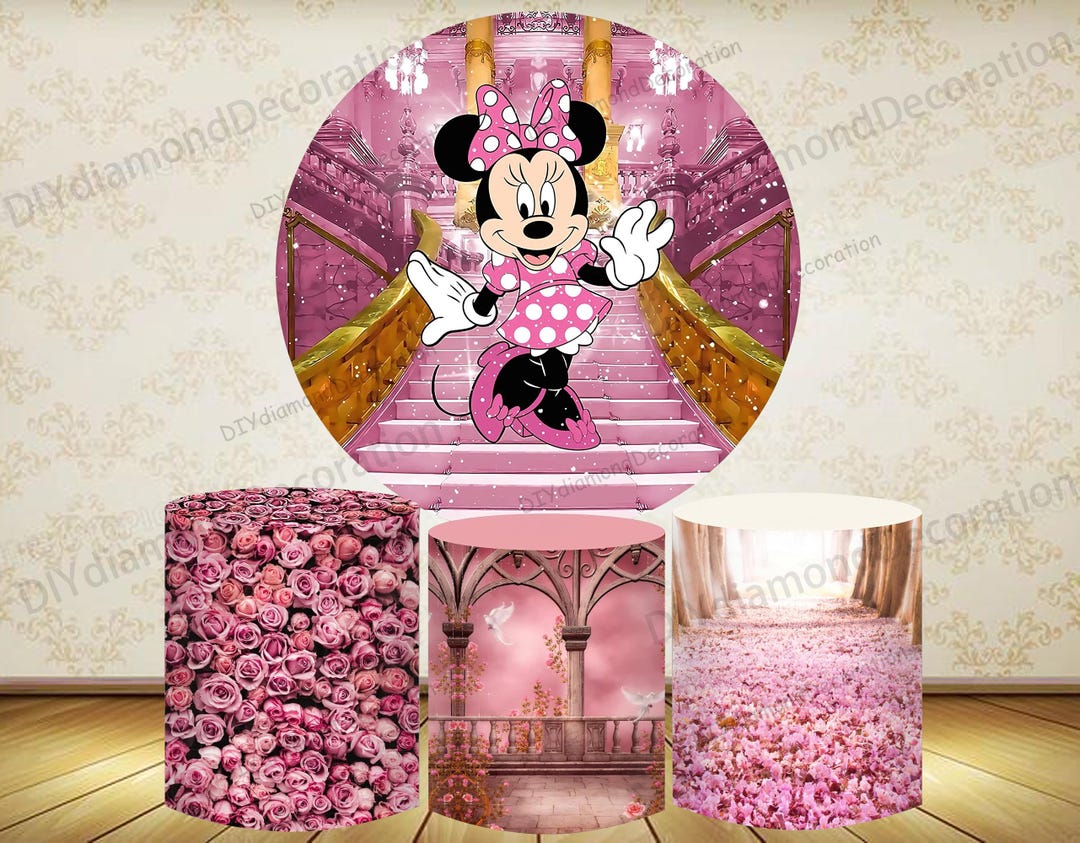 Pink Palace Minnie Mouse Round Backdrop Cover and Cylinder Covers ...