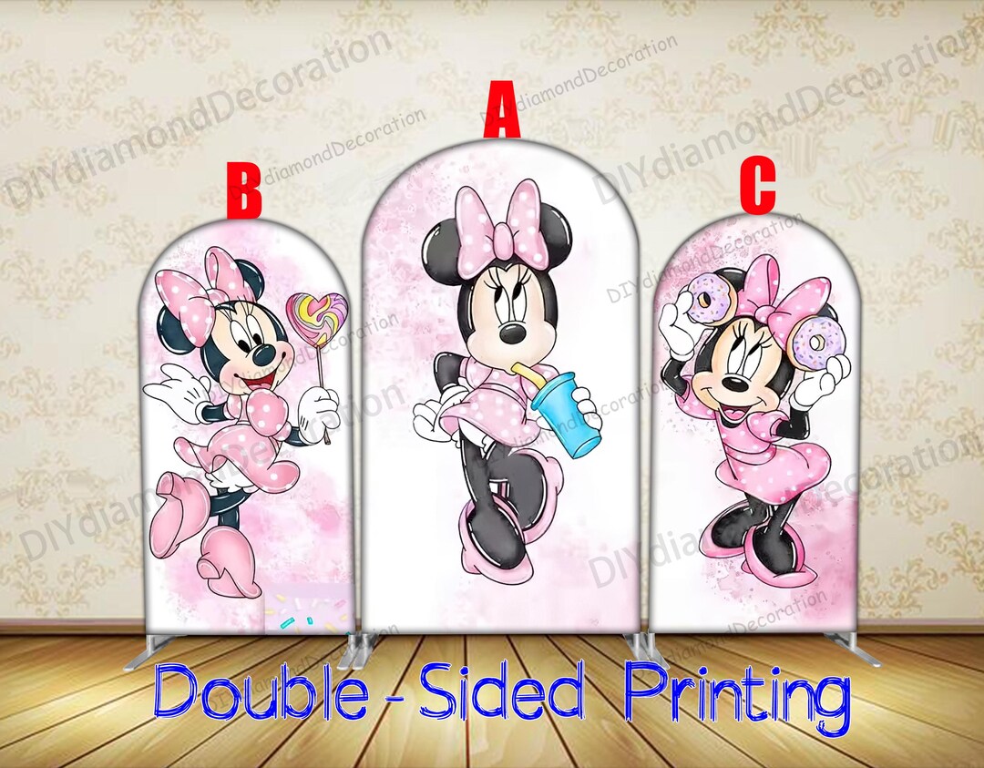 Double Sided Pink Minnie Mouse Arch Cover Sweet Cartoon Party Backdrop ...