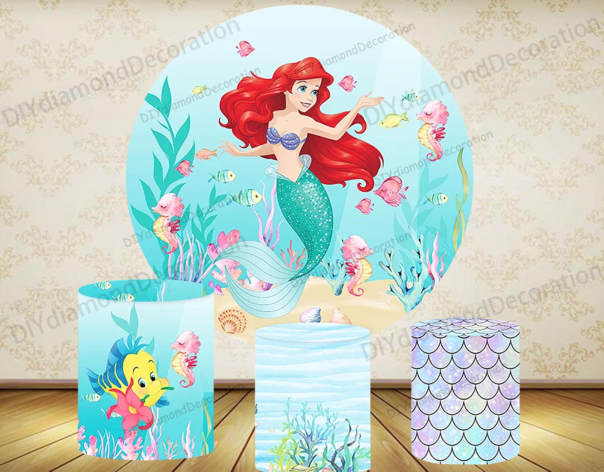 Little Mermaid Ariel Round Backdrop Cover Plinth Covers Under the Sea ...