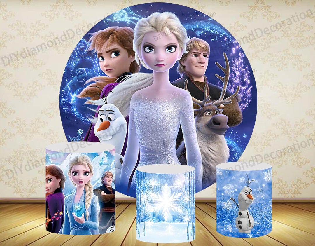 Frozen Elsa Anna Round Backdrop Cover and Cylinder Covers Snowflake ...
