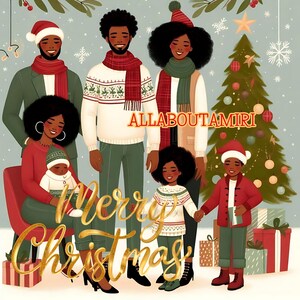 African American Christmas Card Images: Holiday PNG Set (digital ...