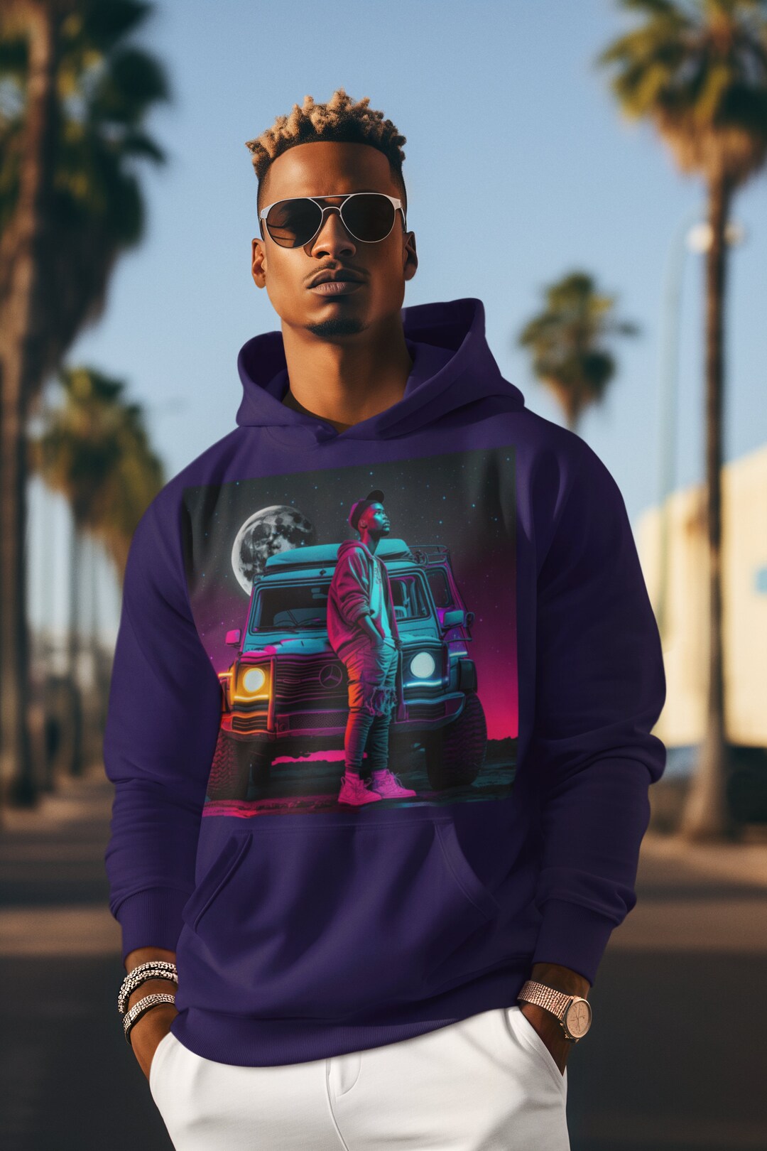 Neon Hip Hop Rapper Night Sky 16 PNG Set - Urban Theme Night Sky Moon ...