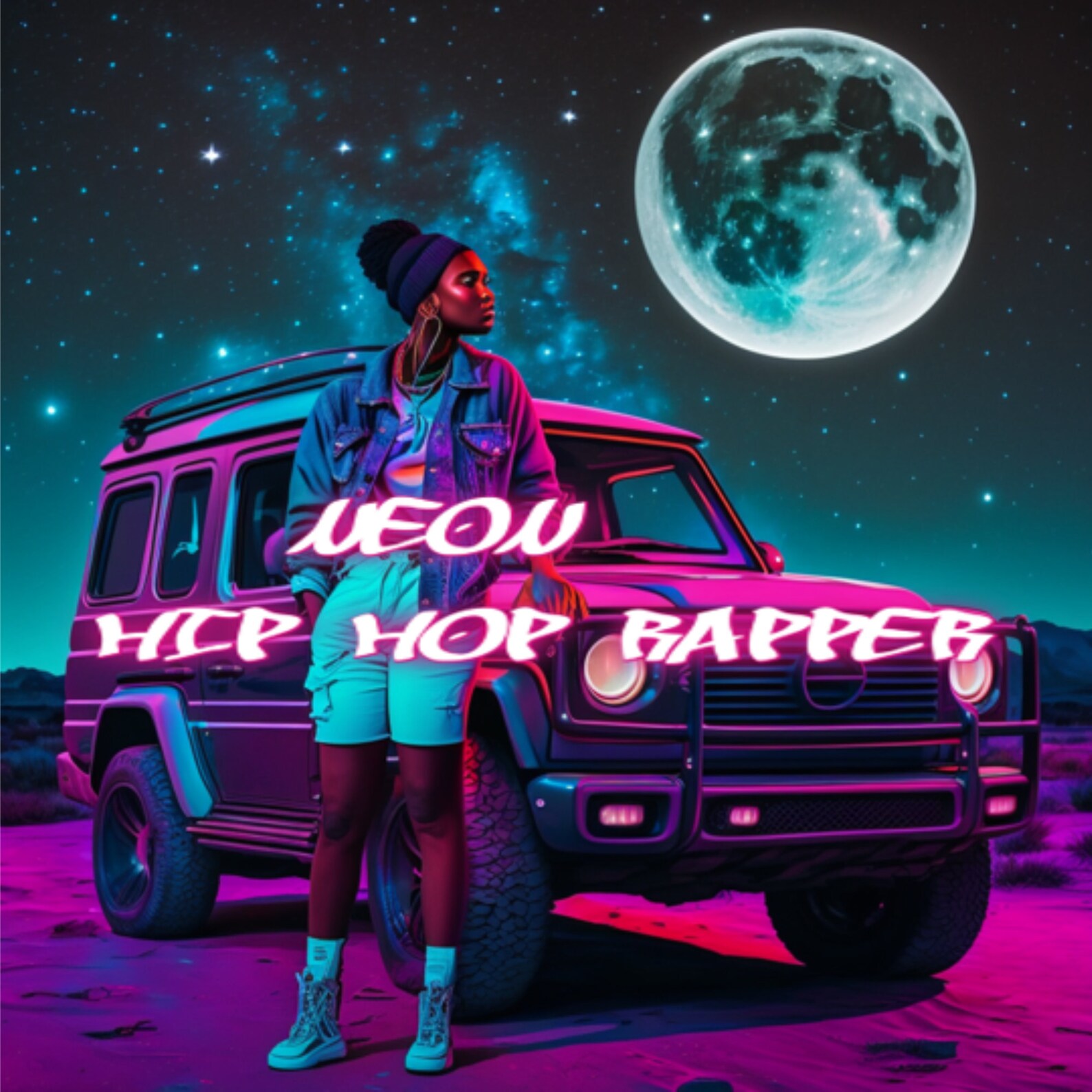 Neon Hip Hop Rapper Night Sky PNG Set Urban Theme Night Sky Moon 16 ...
