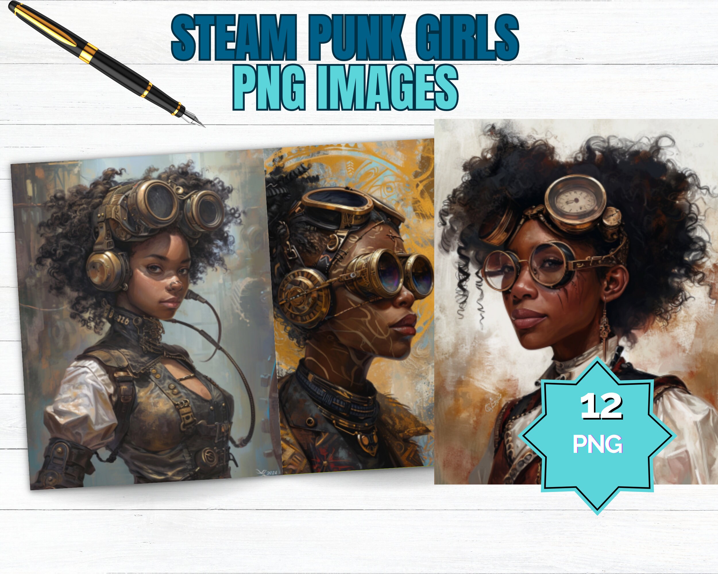 Steampunk Afro Art: African American PNG Images (digital Download) - Etsy