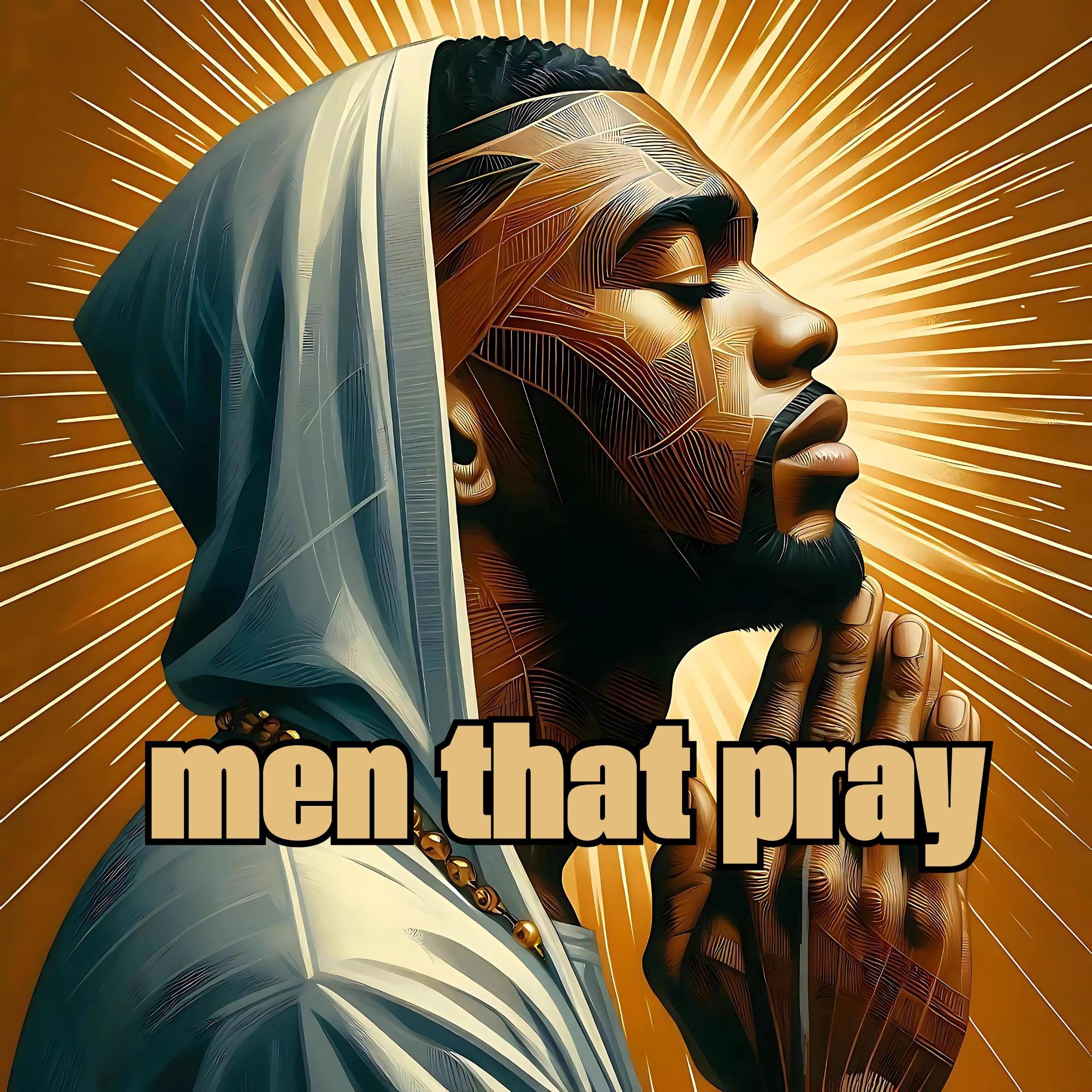 Praying Men Art Print Set: Spiritual African American Home Decor (PNG ...