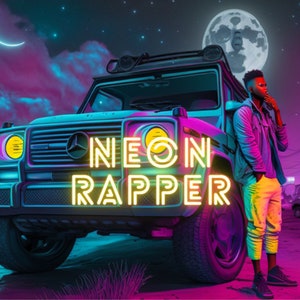 Neon Hip Hop Rapper Night Sky PNG Set Urban Theme Night Sky Moon 16 ...