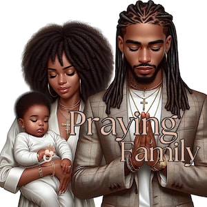 Praying African American Family Portrait: Religious Wall Decor (digital ...