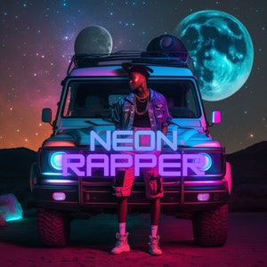 Neon Hip Hop Rapper Night Sky PNG Set Urban Theme Night Sky Moon 16 ...