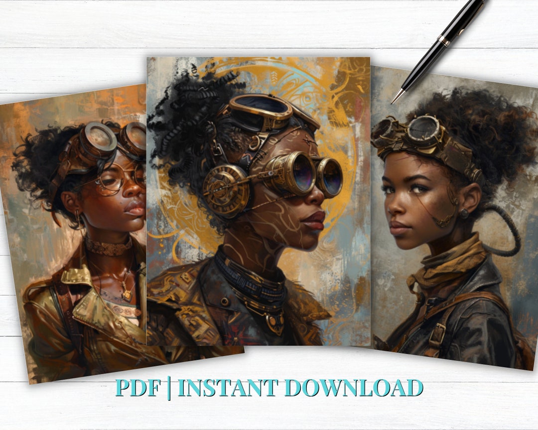 Steampunk Afro Art: African American PNG Images (digital Download) - Etsy